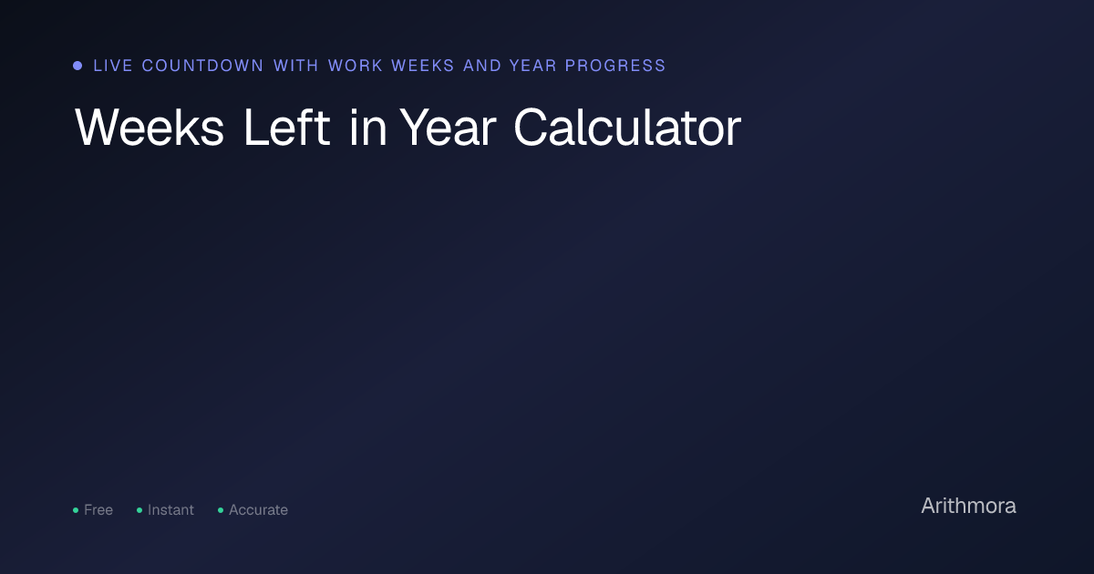 How Many Weeks Left in 2026? (Live Countdown Calculator) | Arithmora